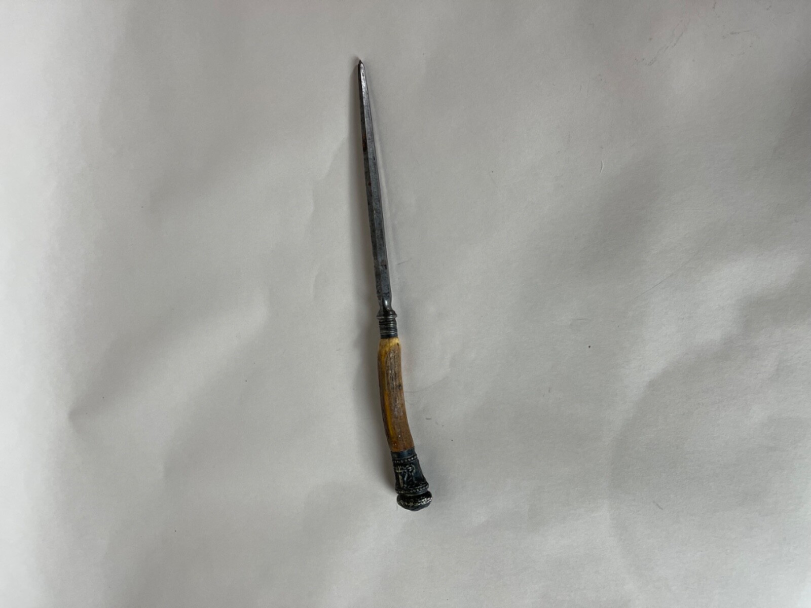 Vintage Antique Stag Deer Horn Handle Knife Sharpening Steel Honing Rod ...