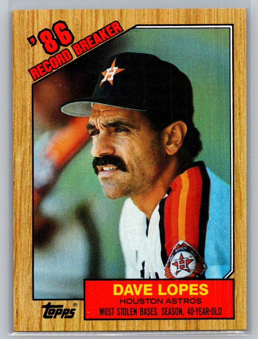 1987 Topps '86 Record Breaker #4 Dave Lopes Houston Astros Baseball ...