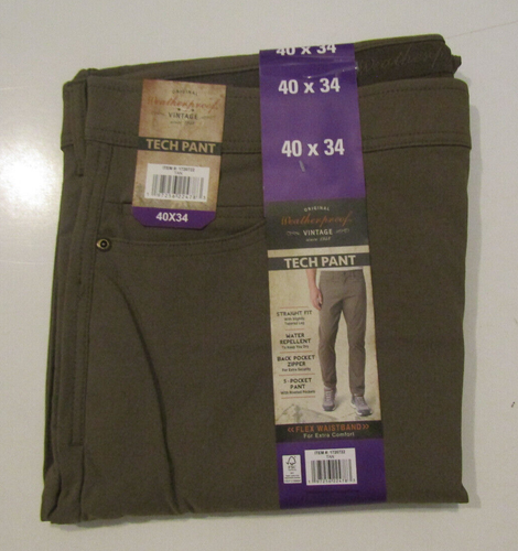 Weatherproof Tan Tech Pants Straight Fit Flat Front 40 W 34 L NWT Mens ...