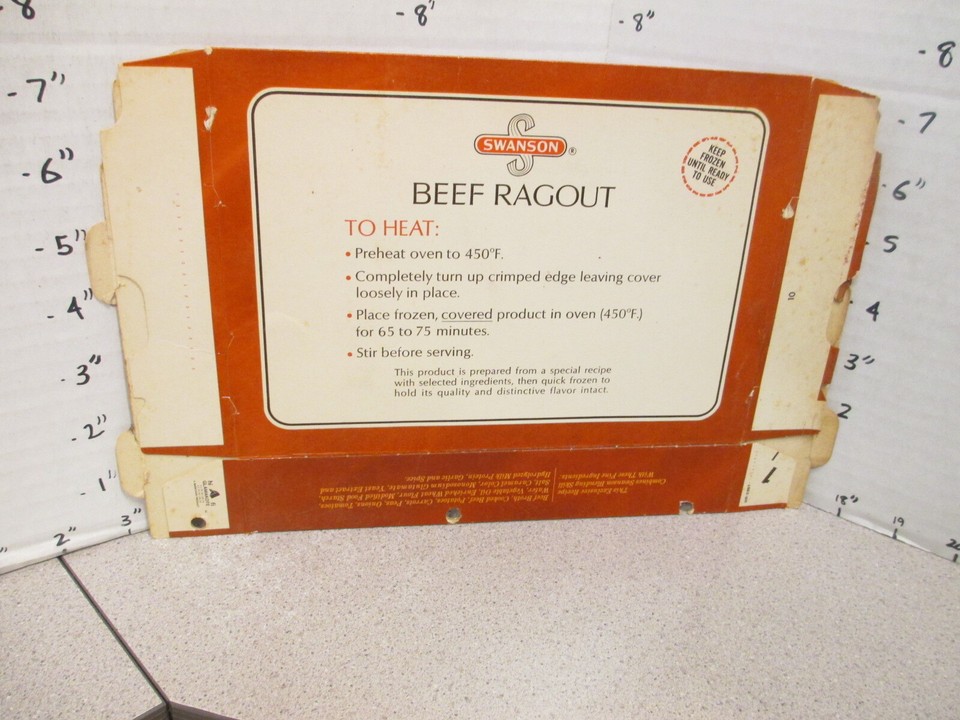 SWANSON 1960s BEEF RAGOUT stew soup TV dinner frozen food box | eBay