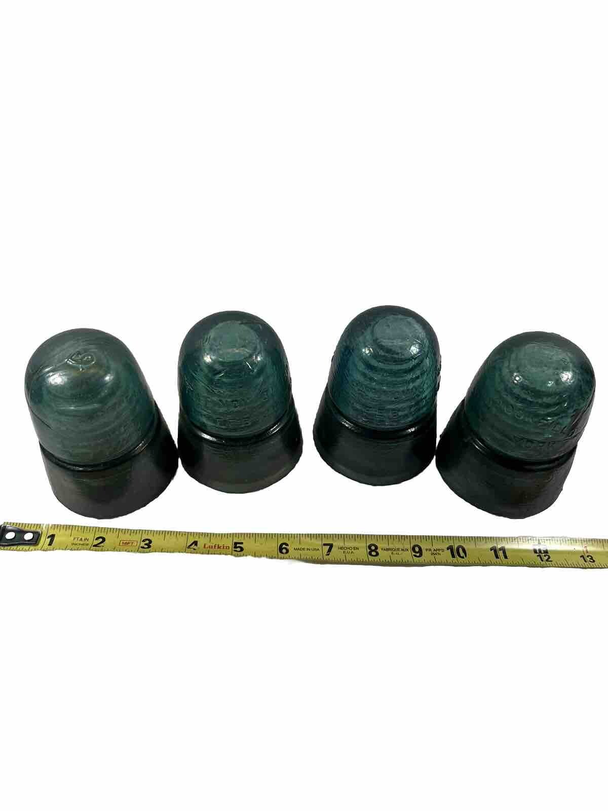 4 W Brookfield NY Glass Insulators Green Beehive SEE PHOTOS FOR ...