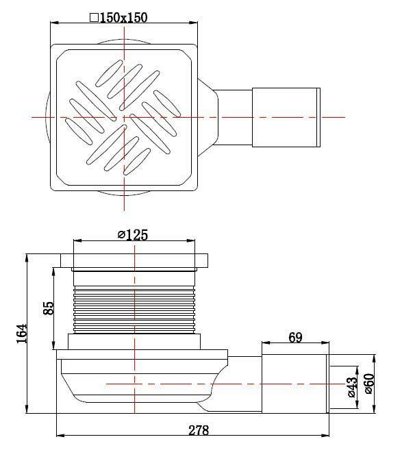 Square Wet Room Drain Stainless Steel Floor Shower Waste Gully 150mm x ...