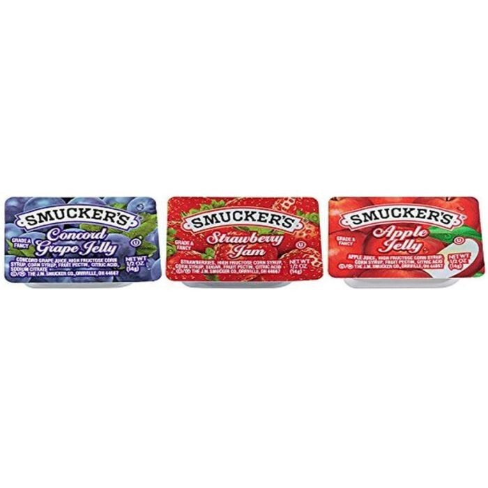 Smucker's Jam & Jelly Variety Pack – 200 Single-Serve Grape, Apple ...