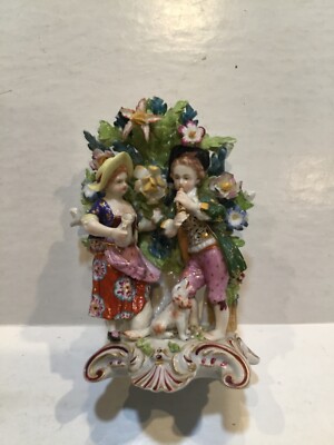 Antique Chelsea Porcelain Circa 1790 Figurine Boy Girl Dog | eBay