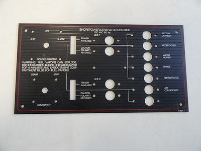 SHORE POWER / GENERATOR CONTROL PANEL 11929-A ALUMINUM 11 3/8" X 6 ...