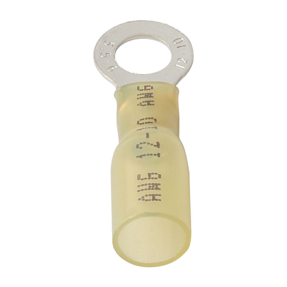 50PCS Heat Shrink Ring Terminals 1/4" Eyelet Wire Connectors -Yellow 12 ...