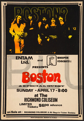 1977 Boston First-Album Tour Richmond, VA Concert Poster 13x19" Photo ...