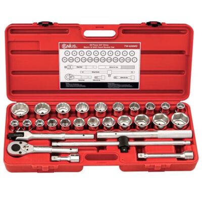 Genius Tools 28PC 3/4" Dr. Metric & SAE Hand Socket Set 6 & 12PT Made ...