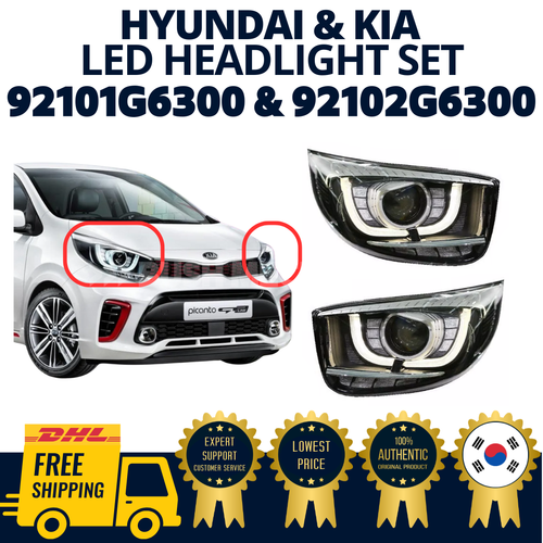 GENUINE OEM Hyundai Kia Morning Picanto LED Headlight Set Left & Right ...