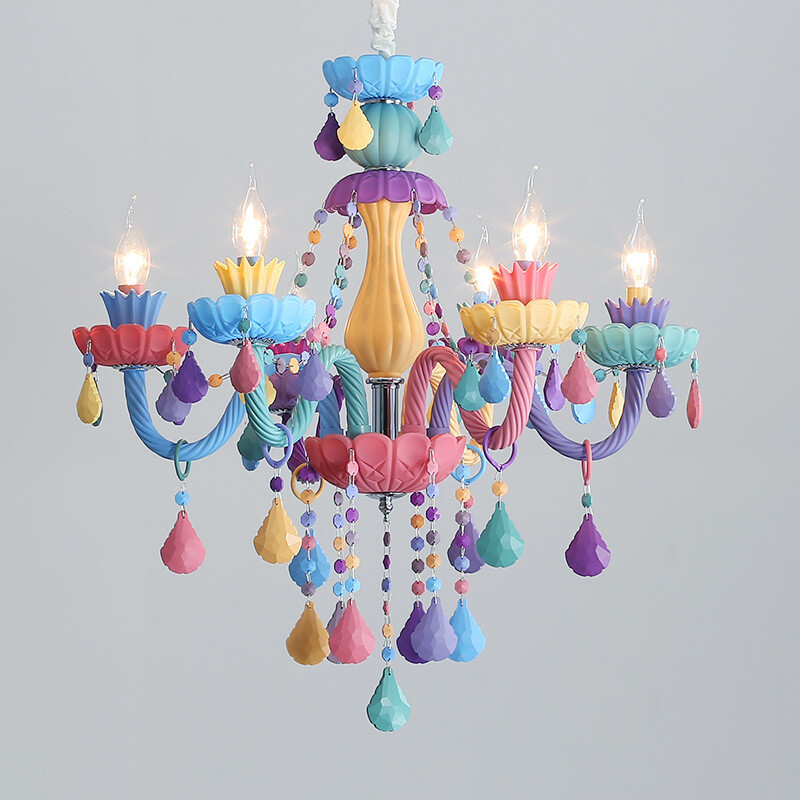Modern Colorful Crystal Chandelier Lamp Glass Candle Light Ceiling ...