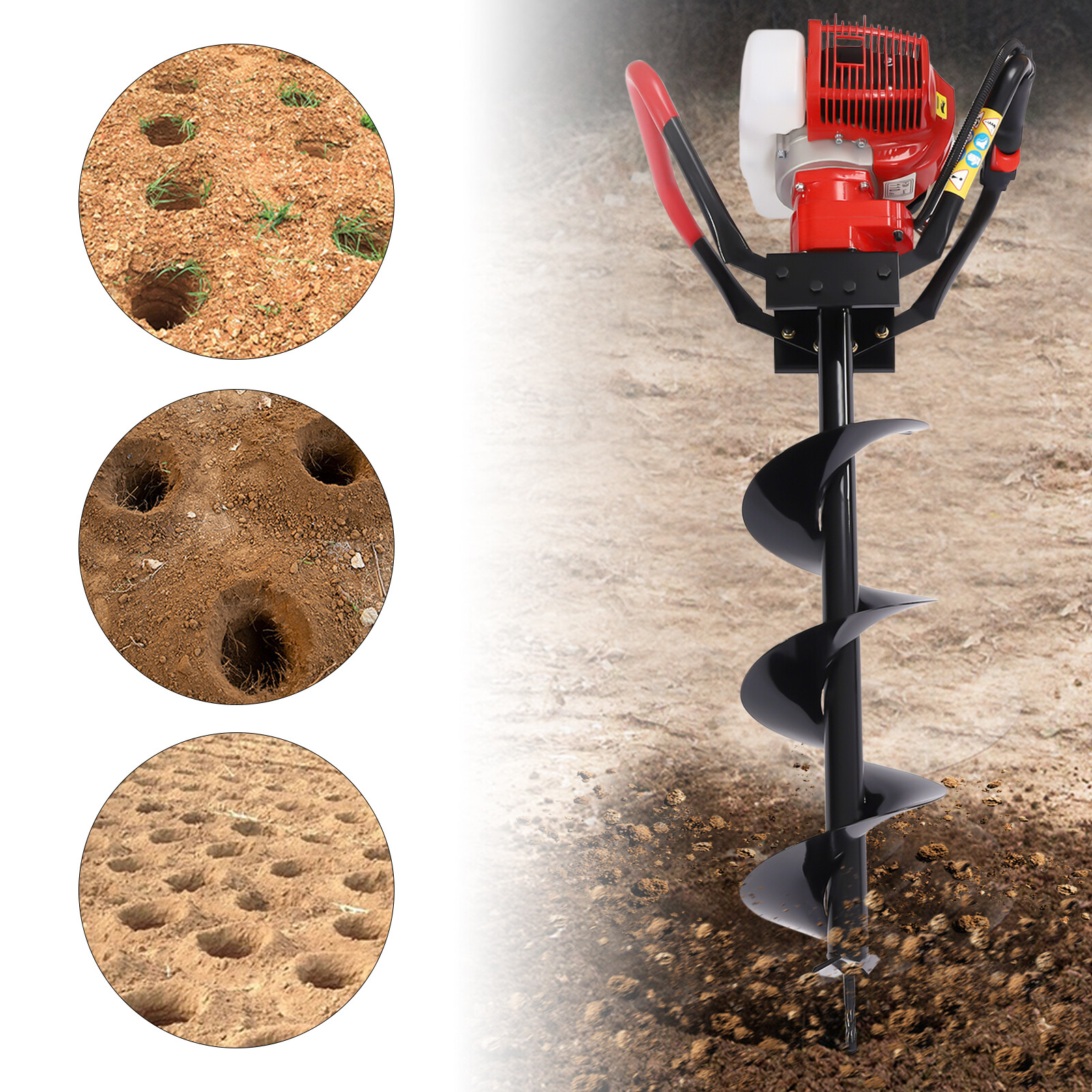 43cc Gas Power Earth Auger Post Hole Digger Borer Fence Borer with 8 ...