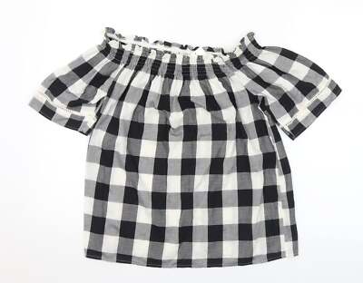 Matalan Womens Black Check Polyester Basic T-Shirt Size 10 Off the ...