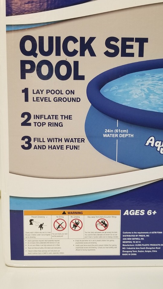 Aqua Wave 8ft x 30in Quick Set Inflatable Swimming Pool | eBay