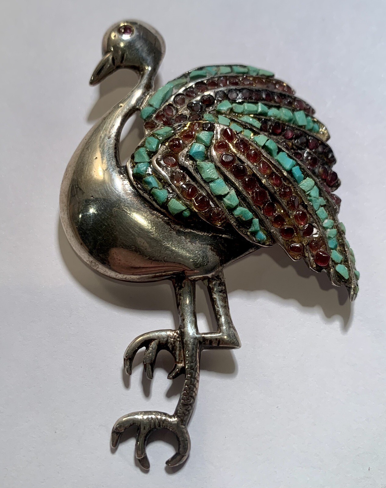 Antique Art Deco Sterling Silver Bird Brooch / Amethy… - Gem