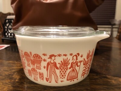 Vintage Pyrex Amish Pink Butterprint 473 Casserole with Lid 470-C One ...