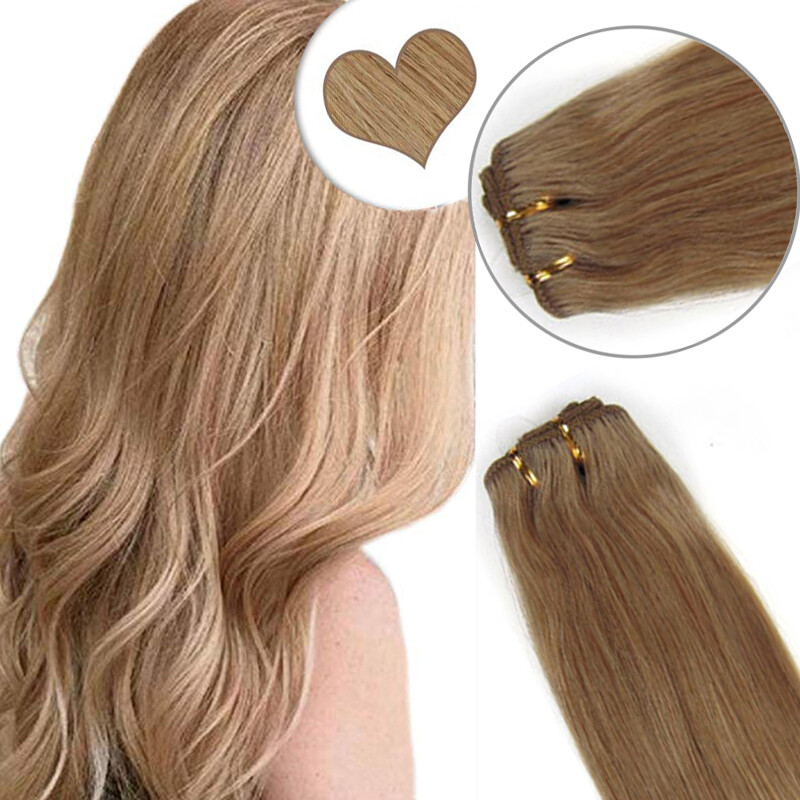 Full Head Double Weft Sew in Weft Hair Extensions Weave Real Human Hair ...