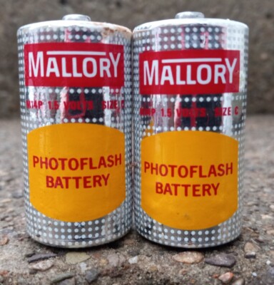 2 VINTAGE 1970's MALLORY C SIZE PHOTOFLASH BATTERY PAIR USED | eBay