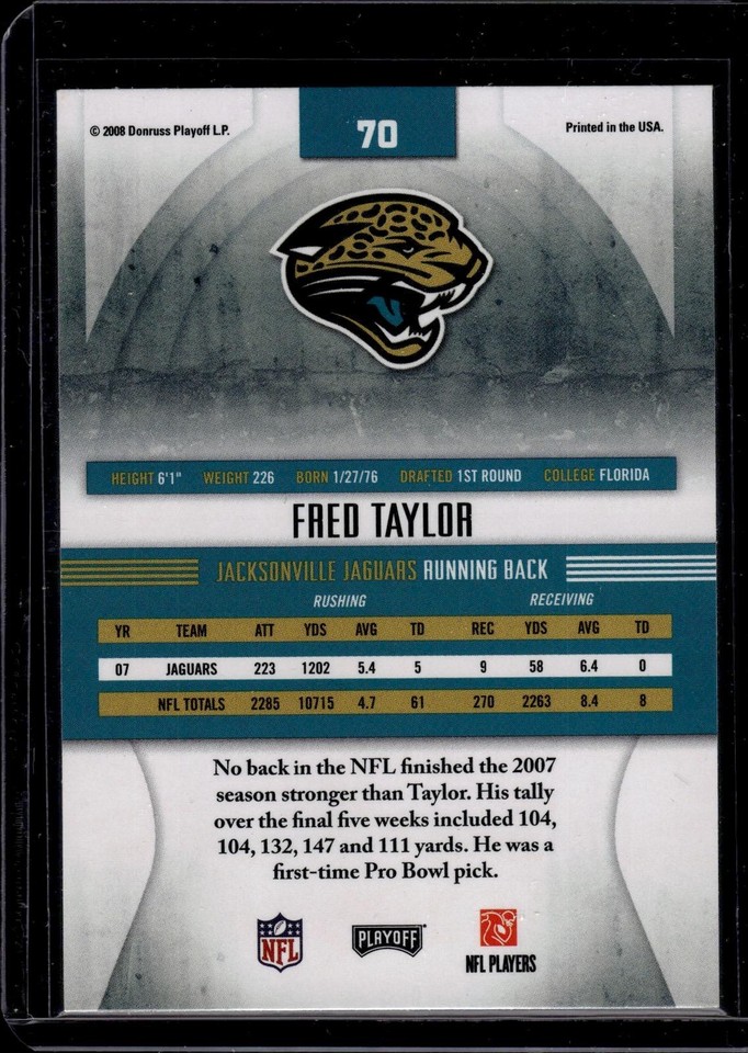 2008 Playoff Absolute Memorabilia #70 Fred Taylor Spectrum Red | eBay