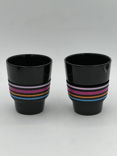 2/Set NESPRESSO Soft Touch Cups Collection~Black~Multi-Stripe~Espresso ...