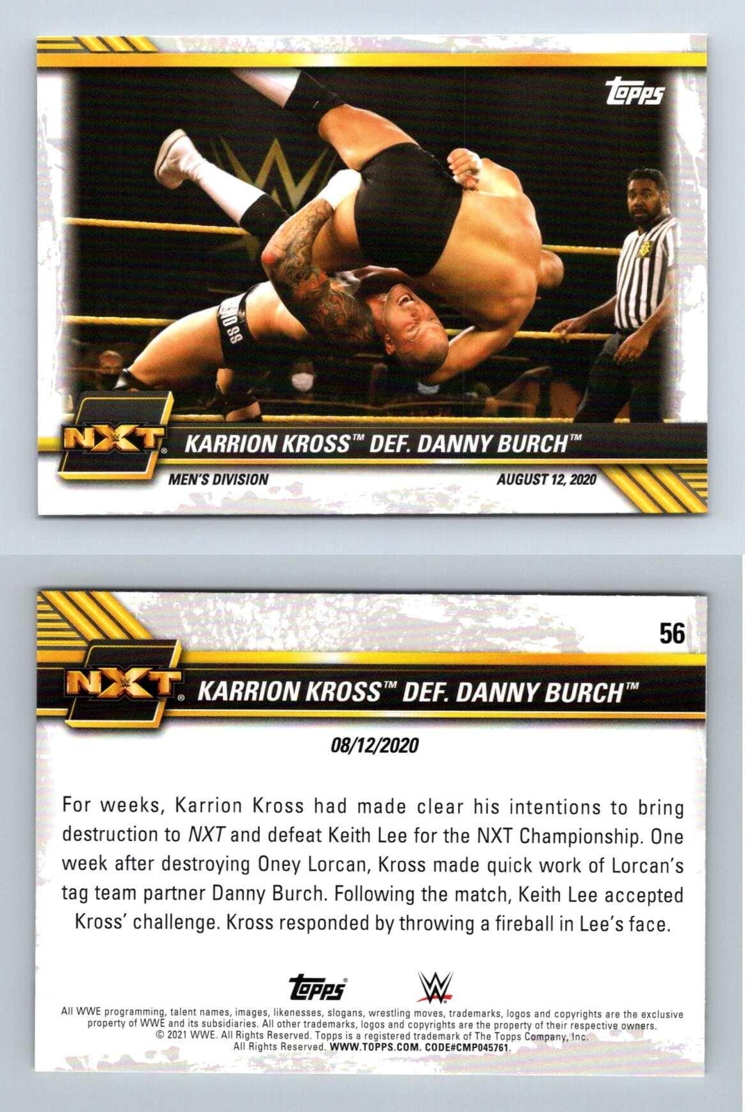 Karrion Kross Def. Danny Burch #56 WWE NXT 2021 Topps Trading Card | eBay