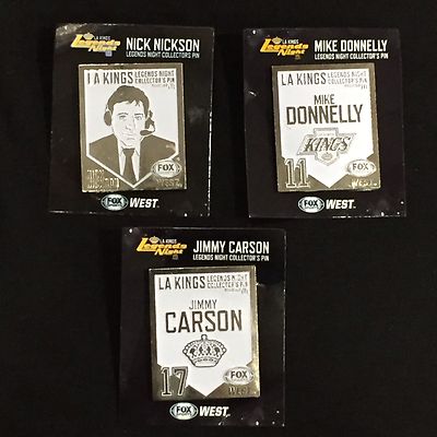 NEW Los Angeles Kings 3 Pin Set Nick Nickson Mike Donnelly Jimmy Carson ...