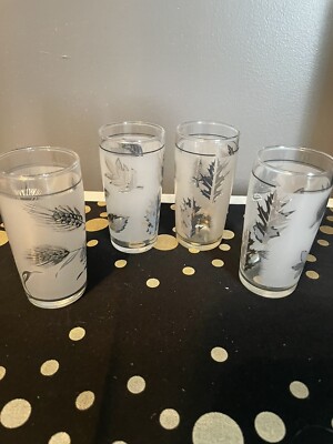 Shot Glasses Libby Starlyte 4 Pieces Silver Leaf MCM Barware Vintage | eBay