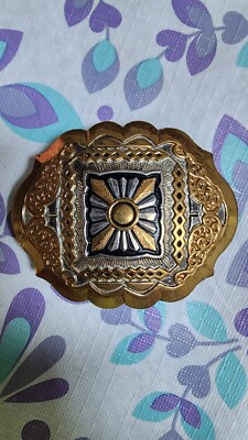 Sunburst Design Ornate Silverplate Belt Buckle-Award Design Medals ...