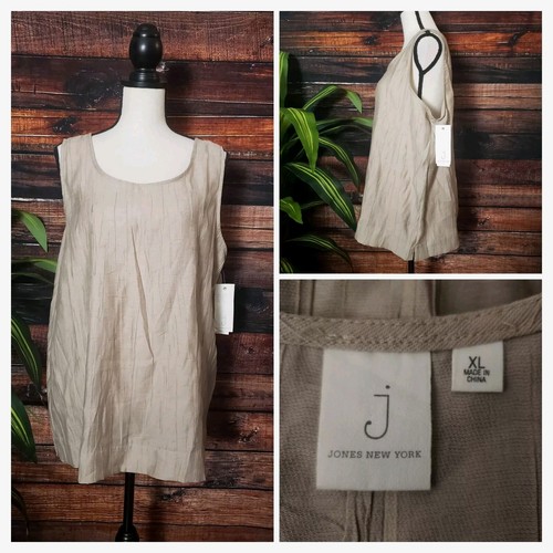 Jones New York Blouse XL Crepe Flowy Top Shirt Beige Rayon Womens ...