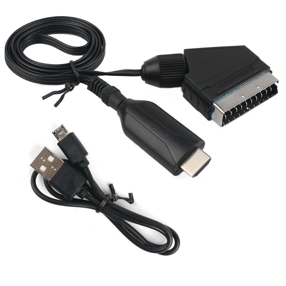 SCART to HDMI Converter Cable SCART > HDMI -- OLD DVD TO HD TV -- Video ...