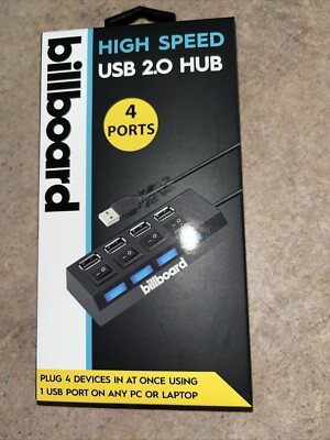 Billboard USB 2.0 High Speed 4-Port Splitter Hub NEW Factor Sealed PC ...