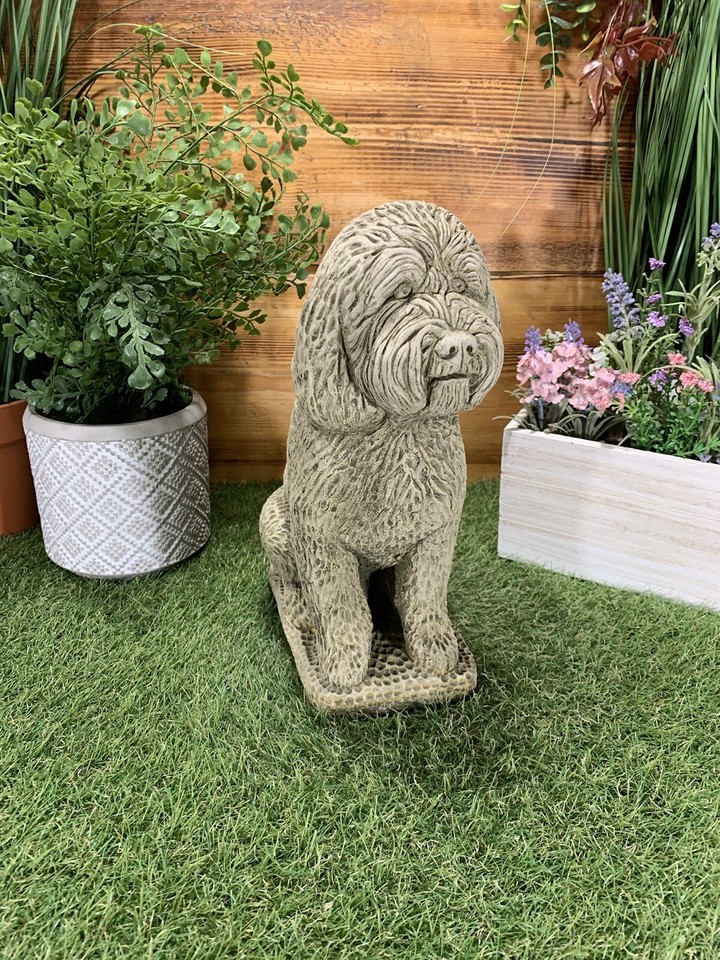 STONE GARDEN DETAILED COCKAPOO POODLE DOG GIFT STATUE ORNAMENT | eBay UK