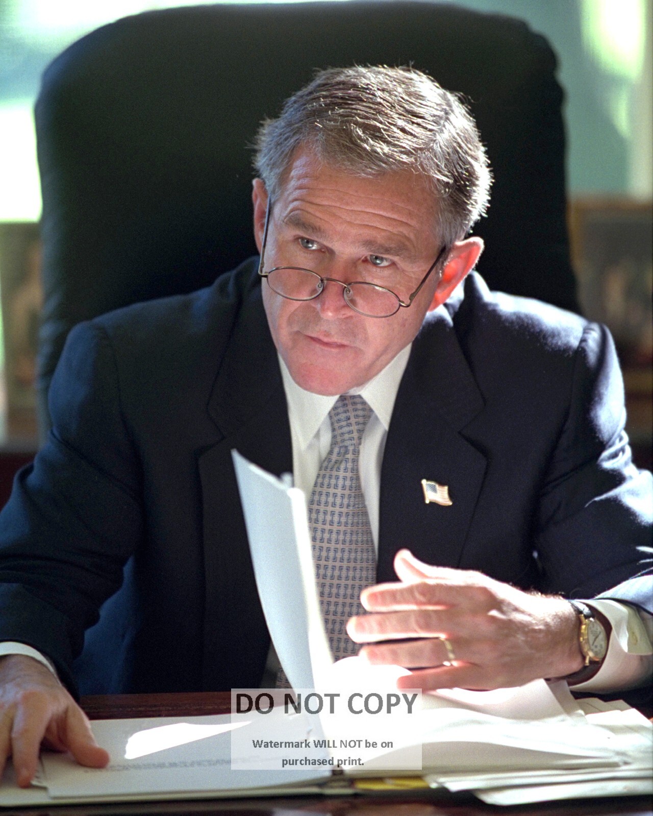 PRESIDENT GEORGE W. BUSH PREPARES FOR HOMELAND SECURITY MTG - 8X10 ...