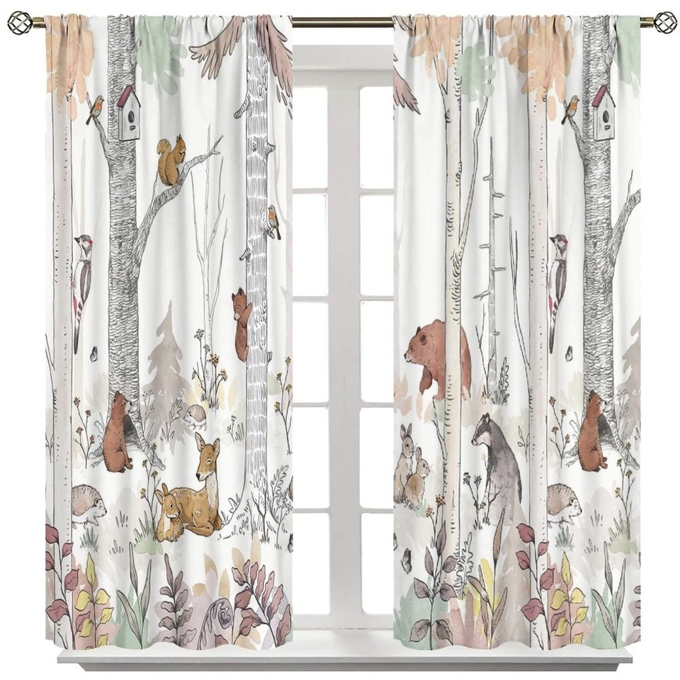Rustic Cabin Wild Animal Bear Moose Deer Curtains, Forest Kitchen ...