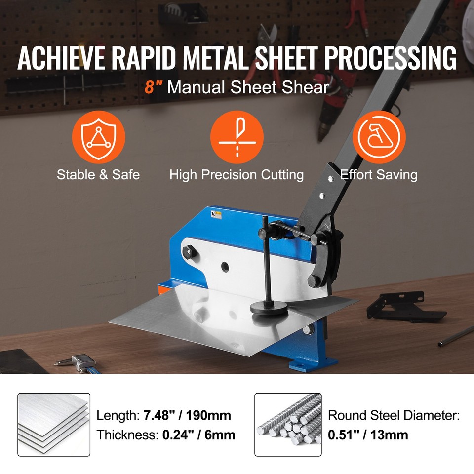 8" Manual Hand Plate Shear Benchtop Cutter Metal Sheet Processing Q235 ...