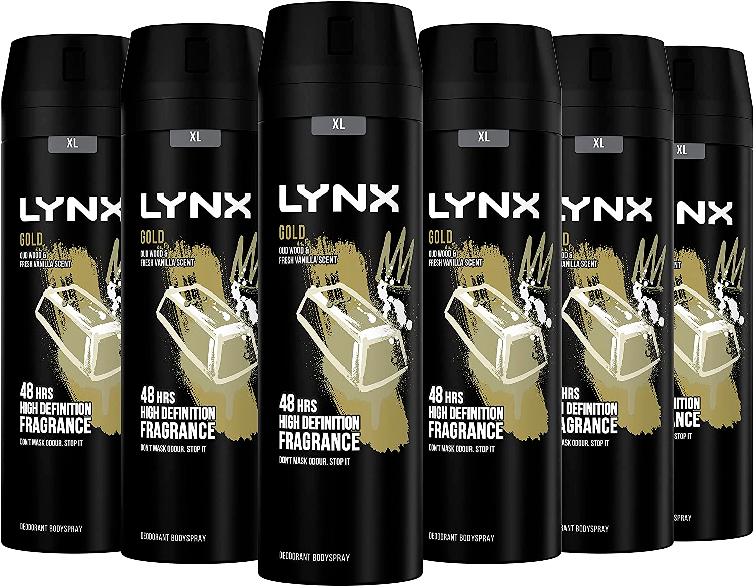 XL Multi-pack Lynx Mens Body Spray Deodorant Aerosols Gold Fragrance ...