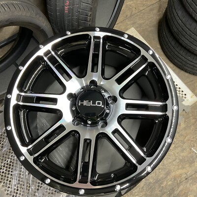 Set of 4 HELO 20 in wheel 20x9 5x150 18mm offset rim HE900 gloss black ...