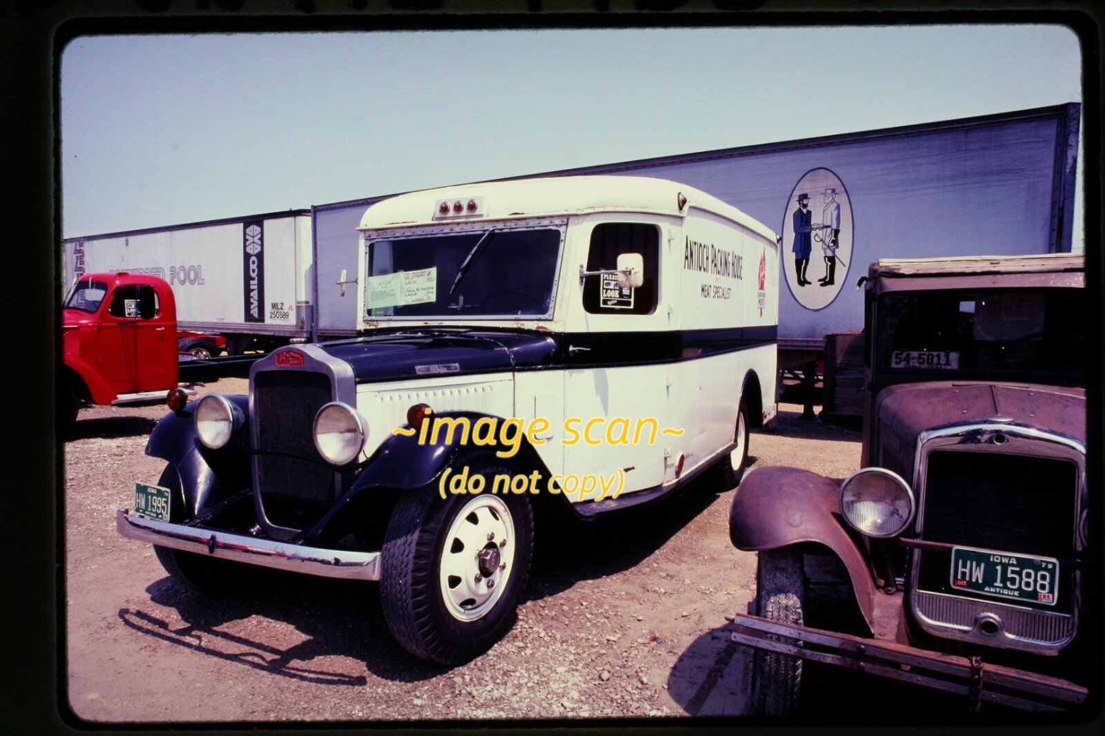 1933 White Delivery Truck at Walcott Iowa in 1985, Kodachrome Slide aa ...