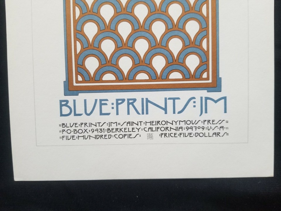 1973 Blue Prints : JM David Lance Goines Berkeley St Hieronymus SMALL ...