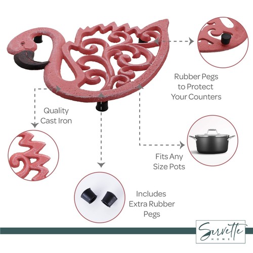 Cast Iron Pink Flamingo Trivets for Hot Dishes Flamingo Themed Kitchen ...