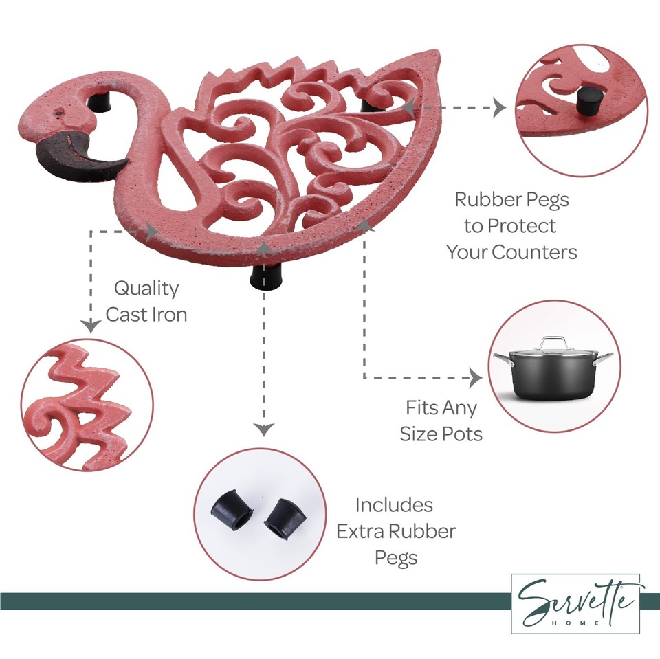 Cast Iron Pink Flamingo Trivets for Hot Dishes Flamingo Themed Kitchen ...