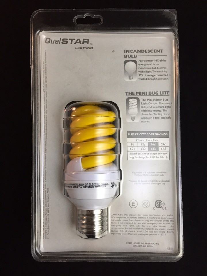 QualStar Lighting Mini Bug Lite Energy Saving 60W Model 2414BG | eBay