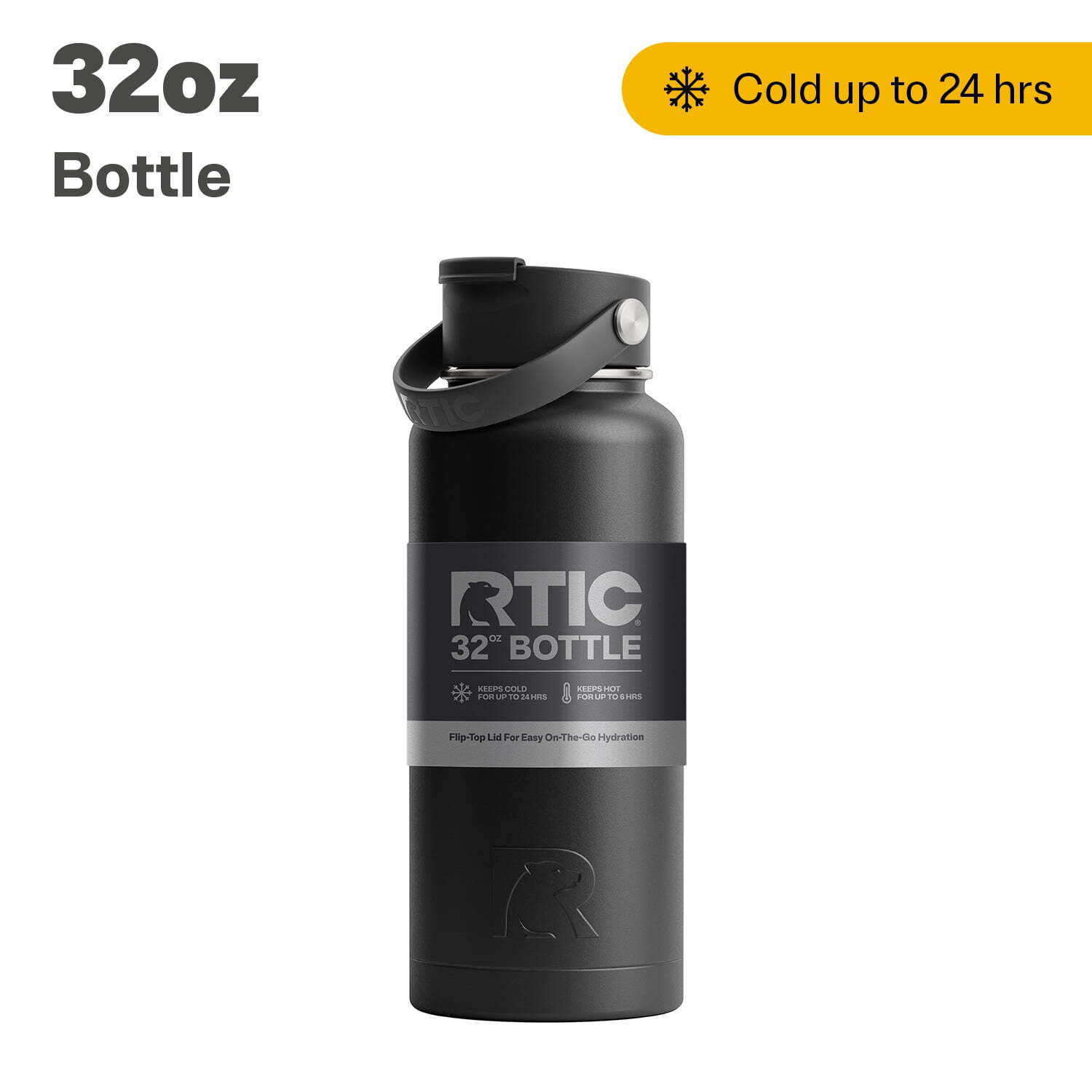 RTIC 32 OZ Stainless Steel Insulated Bottle, Wide Mouth Multi-Use Lid ...