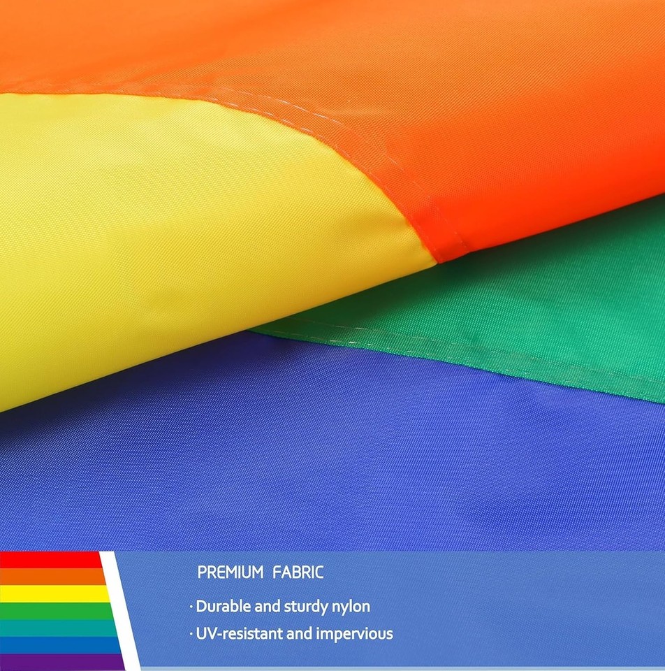 LGBTQ Gay Pride Rainbow Flag 3x5 Ft Outdoor - Sewn Stripes and Vivid ...