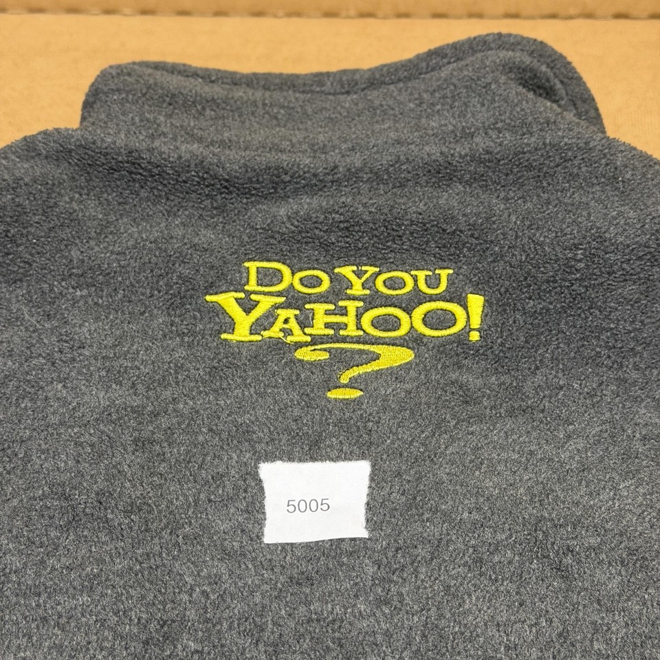Vintage Yahoo Jacket Mens Small Gray Fleece Full Zip Do You Yahoo 2002 Promo | eBay