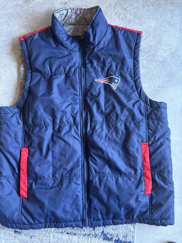 New England Patriots Navy Red Vest NFL Football Fan Apparel Team Logo ...