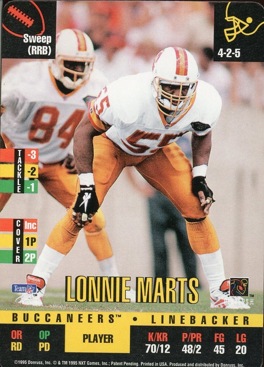 1995 Donruss Red Zone LONNIE MARTS BUCCANEERS | eBay