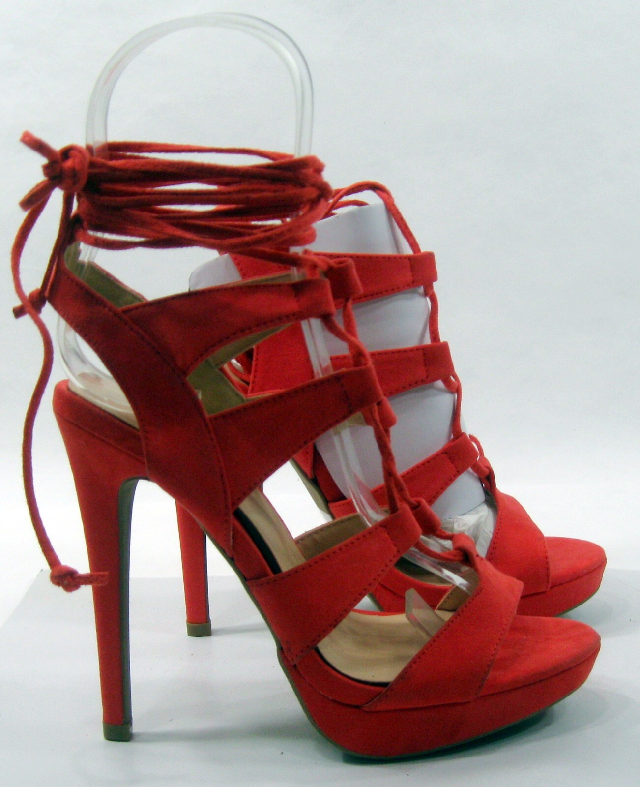 WILD DIVA pink red color 5"stiletto high Heel lace up Shoe WOMEN Size 6 ...
