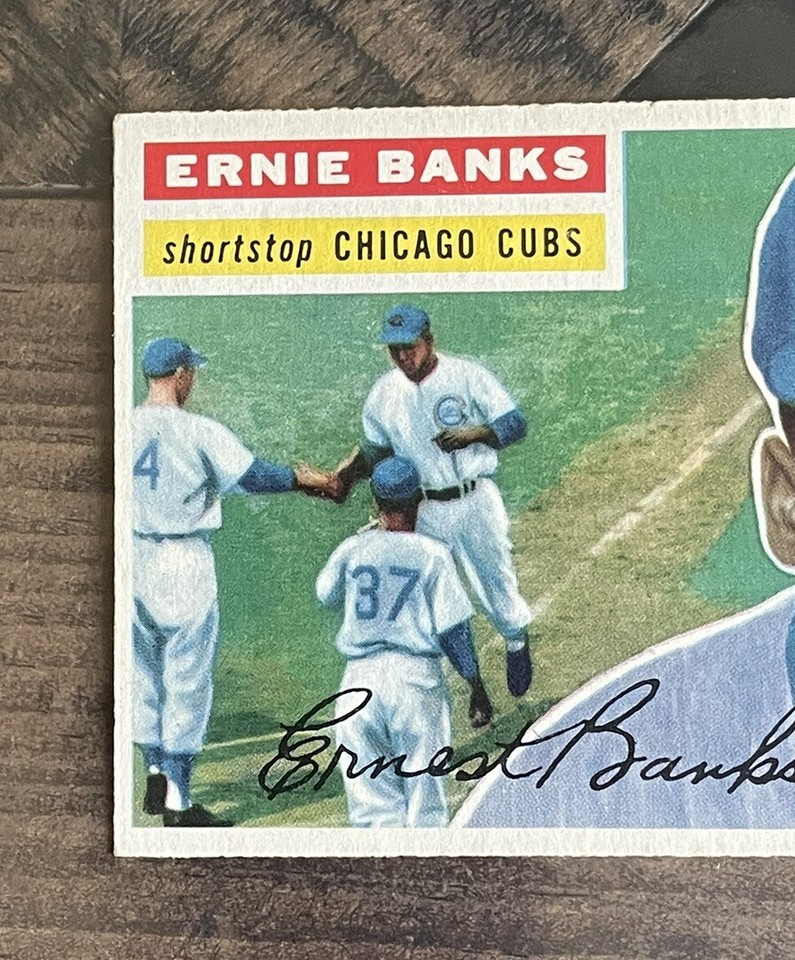 1956 ERNIE BANKS TOPPS #15 GRAY BACK ORIGINAL BASEBALL CARD EX ...