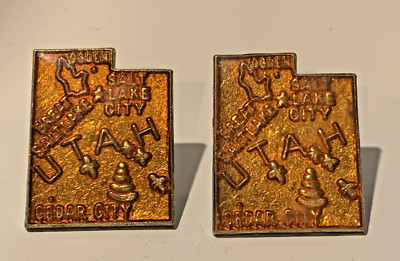 Utah State Gold Tone Pin Lapel Ogden Salt Lake City Cedar City (2) NOS ...