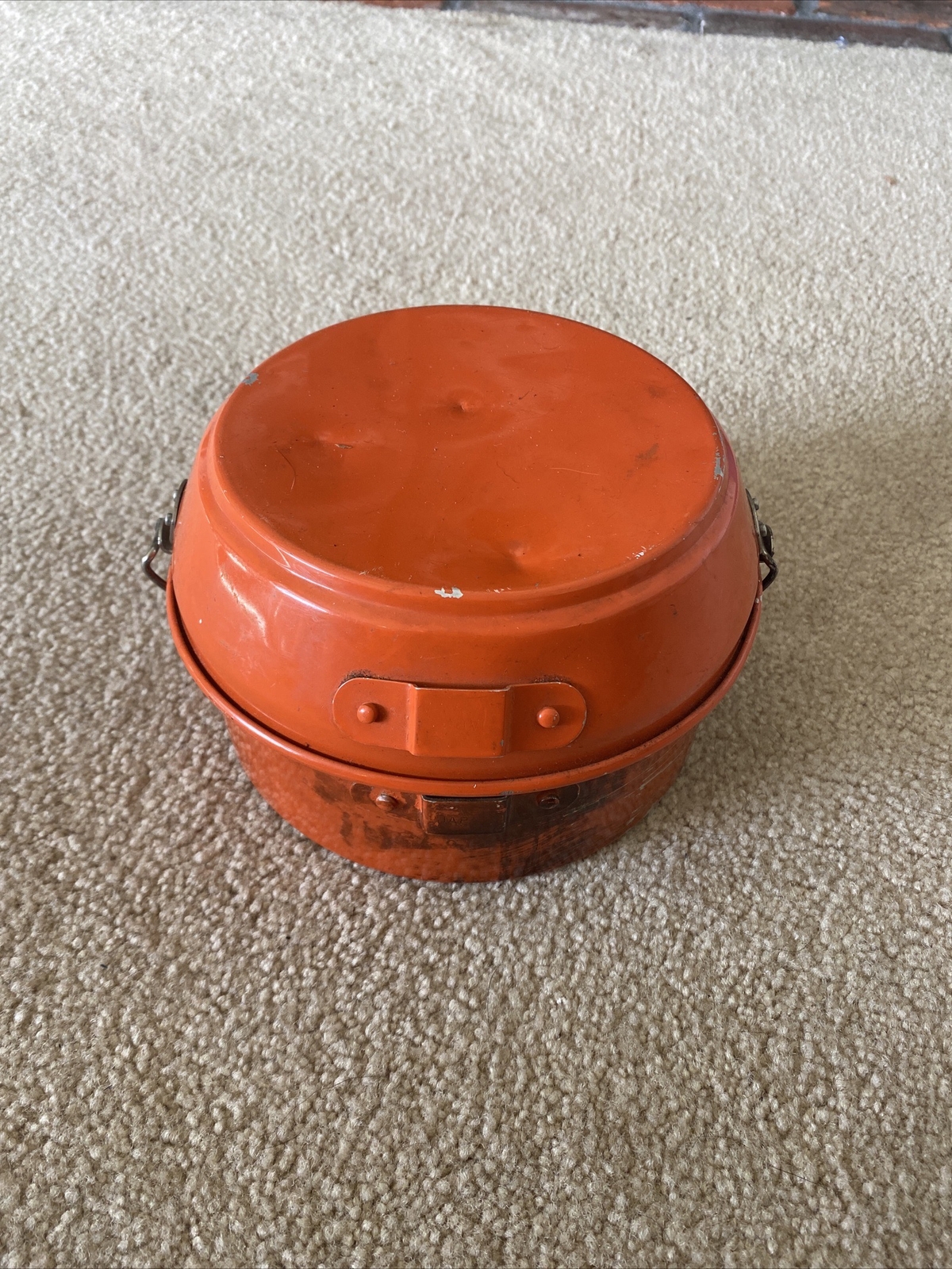 Orange Enamel Nesting Camp Mess Kit Pots Plates Cups Aluminum Japan 75 ...